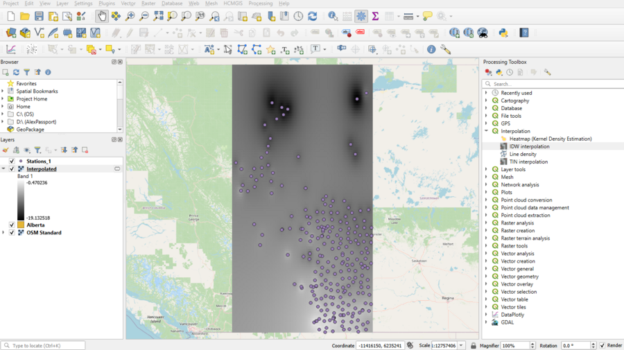 IDW interpolation using QGIS - CUOSGwiki