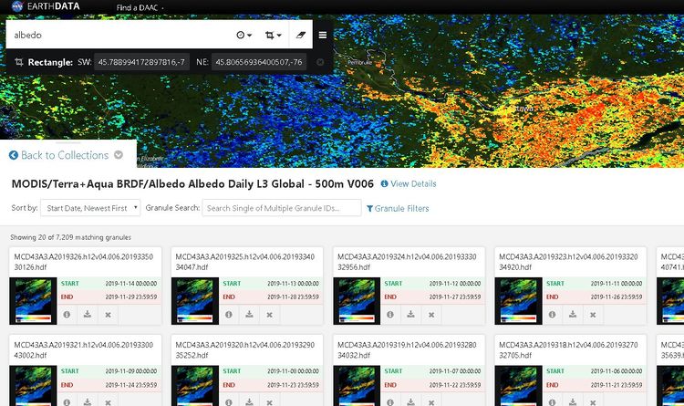 Albedo Data and Surface Reflectance Data Visualizations in SNAP using ...