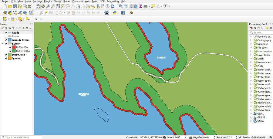 Creating a Buffer Analysis in QGIS - CUOSGwiki