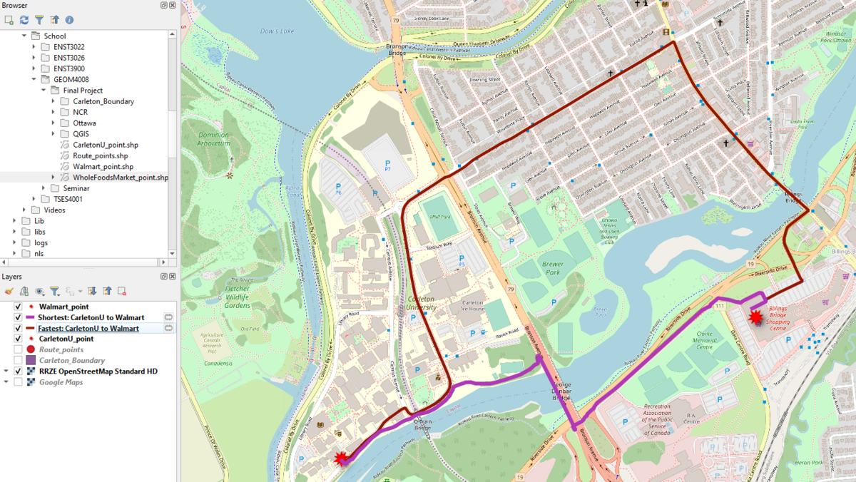 Cycling In Carleton University Calculating Fastest And Shortest Route And Determining Cycling